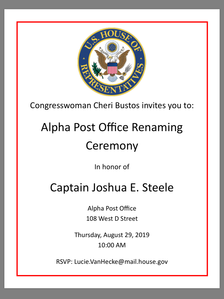 Alpha Post Office Rename – Village of Alpha, Illinois